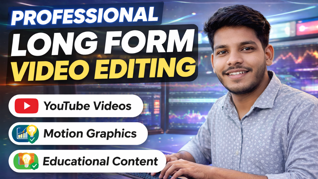 Professional long form video editing with motion graphics - Gigxomi